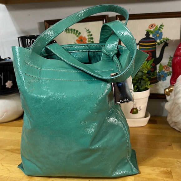 Furla | Bags | Furla Green Leather Divide It Tote | Poshmark